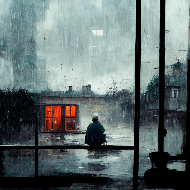 Sad Man In Rain