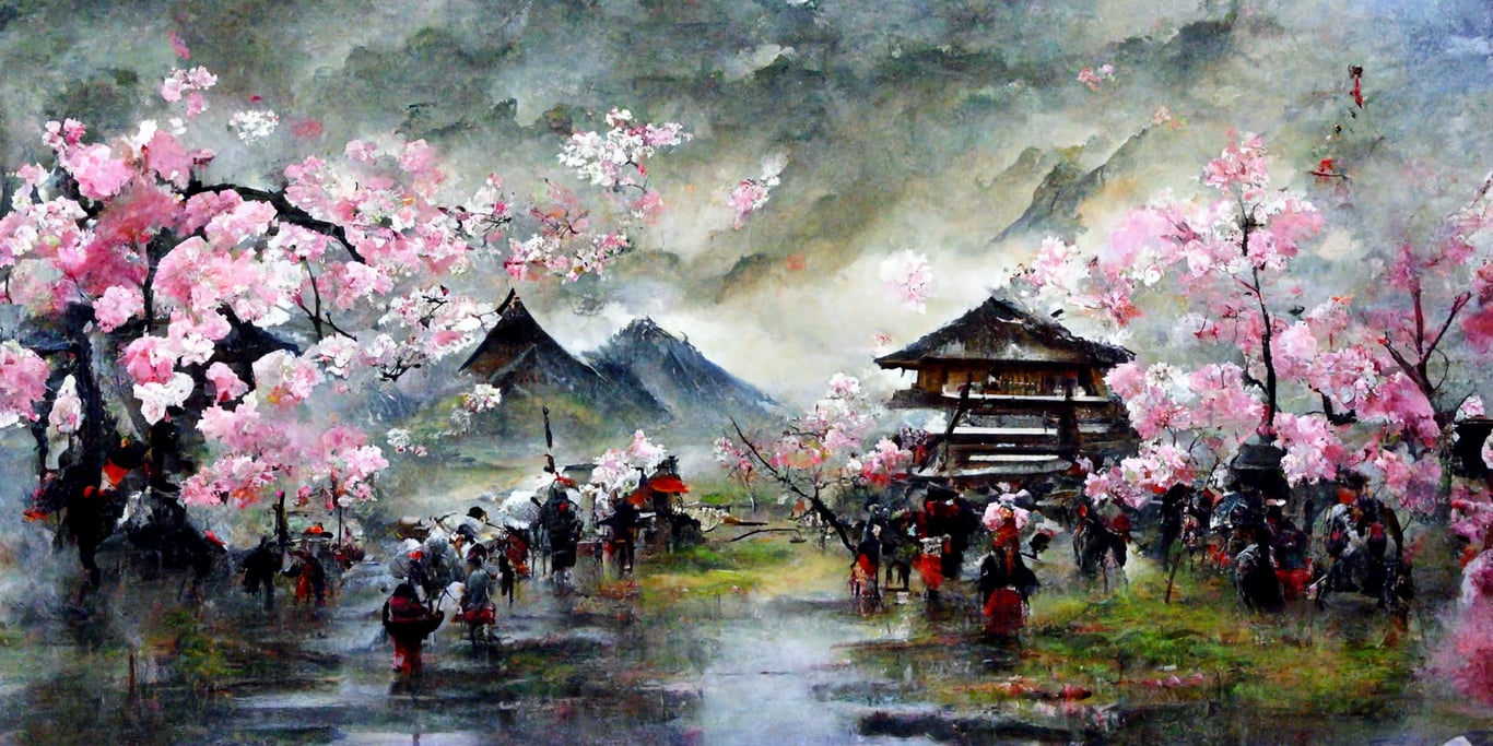 Traditional Japanese Cherry Blossom Painting