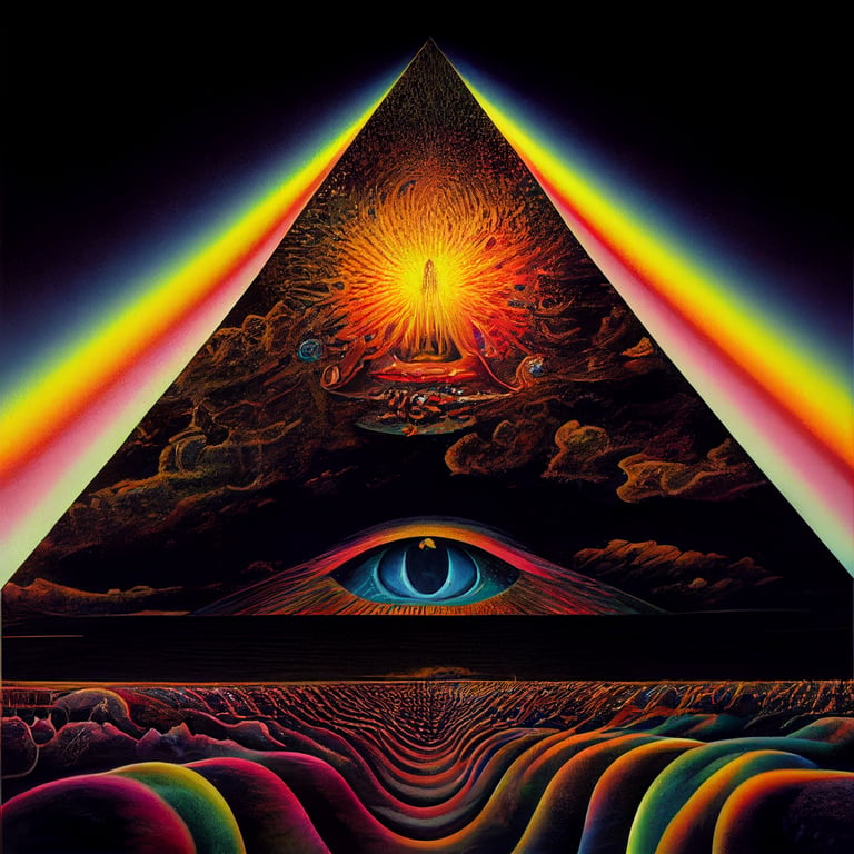 Prompthunt: Crystalline Pink Floyd Album Cover By Alex Grey With Text ...