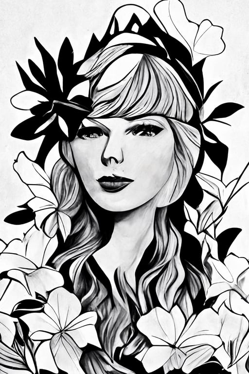 Taylor Swift Chibi Outline