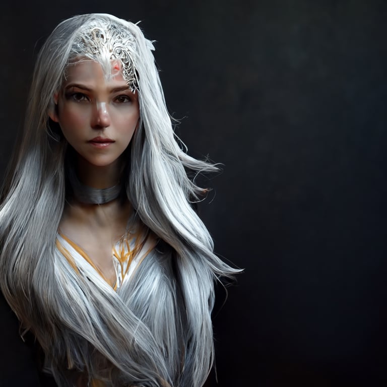 prompthunt: 3d character, gorgeous white hair female elf, dark skin ...