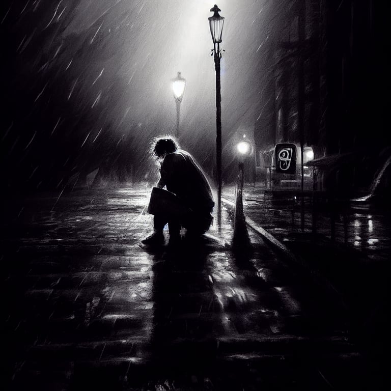 Crying Man In Rain