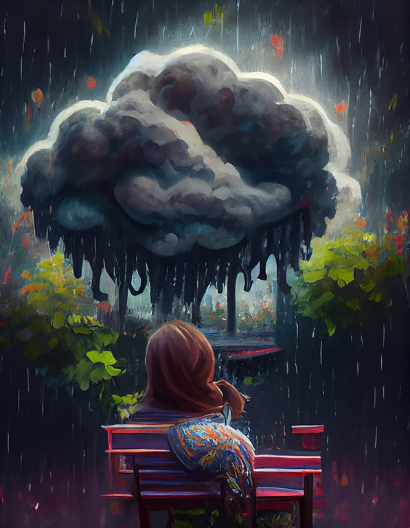 Cartoon Rain Cloud Over Head