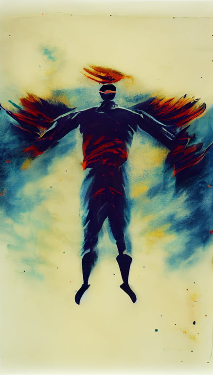 Man Flying Painting