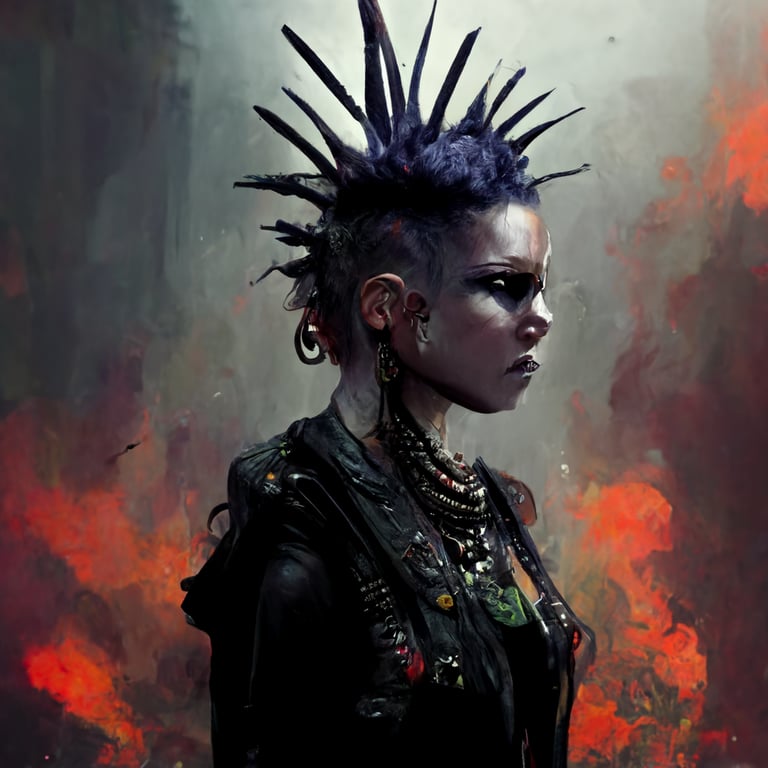 prompthunt: punk medusa with a mohawk, fantasy art, D&D character concept