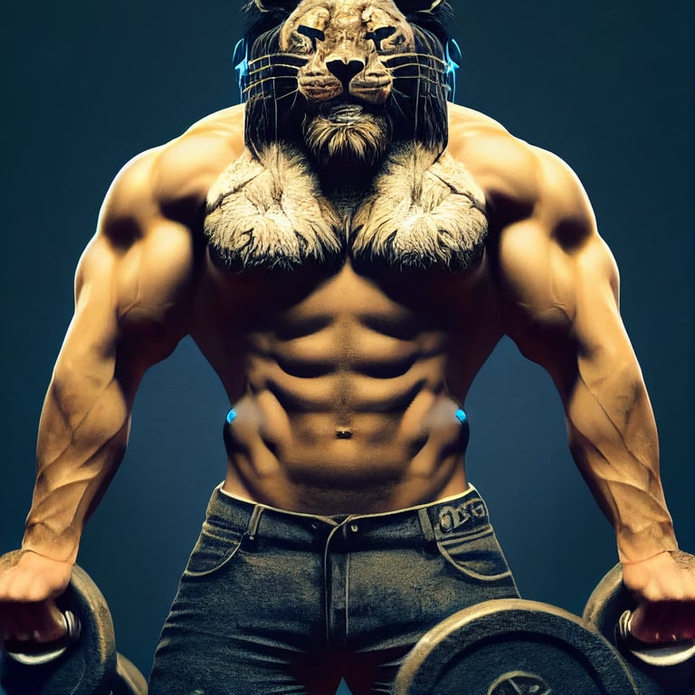 Lion Lifting Weights