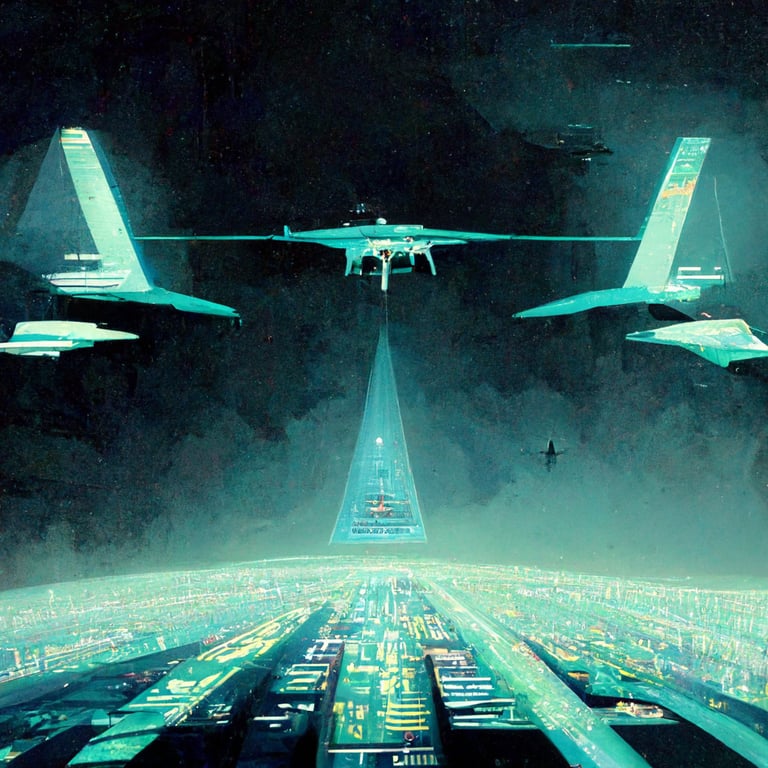 prompthunt: surveillance aircraft flying through cyberspace.