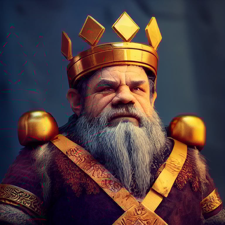 prompthunt: rugged looking dwarf king with a crown, frown, 8k, octane ...