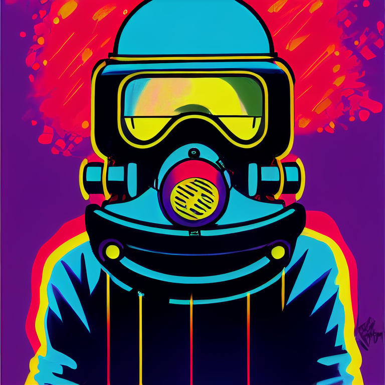 Graffiti Cartoon With Gas Mask