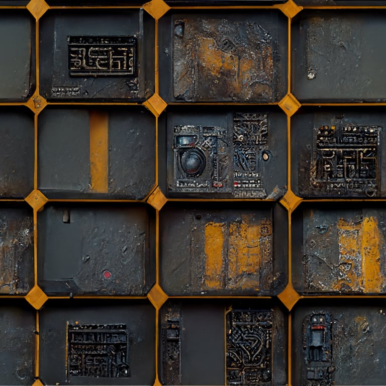 prompthunt: mech panels with greeble details, squares lines, cyberpunk ...