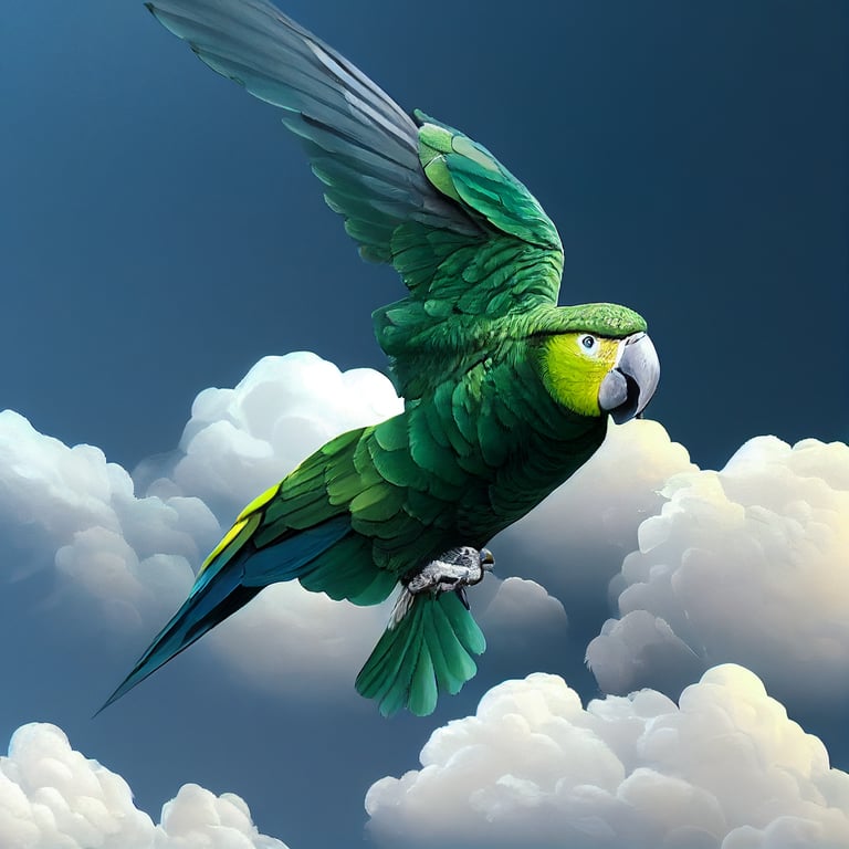 Green Parakeet Flying
