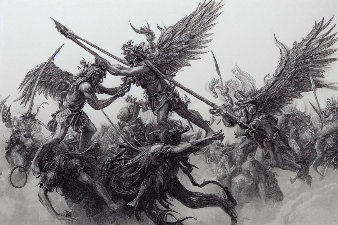 Angels Vs Demons War Drawings