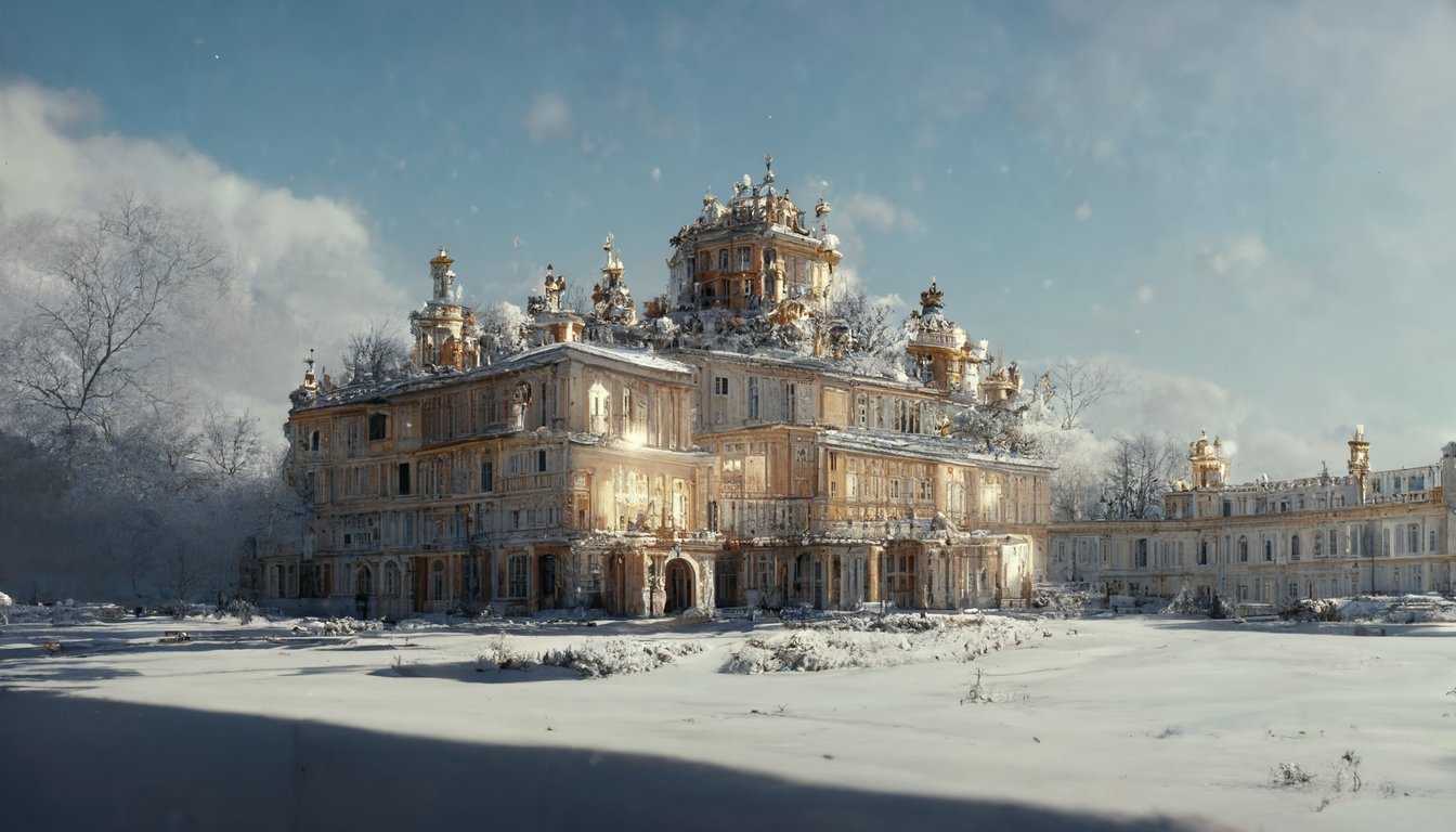 prompthunt: petrine baroque palace in winter, ultra high definition ...