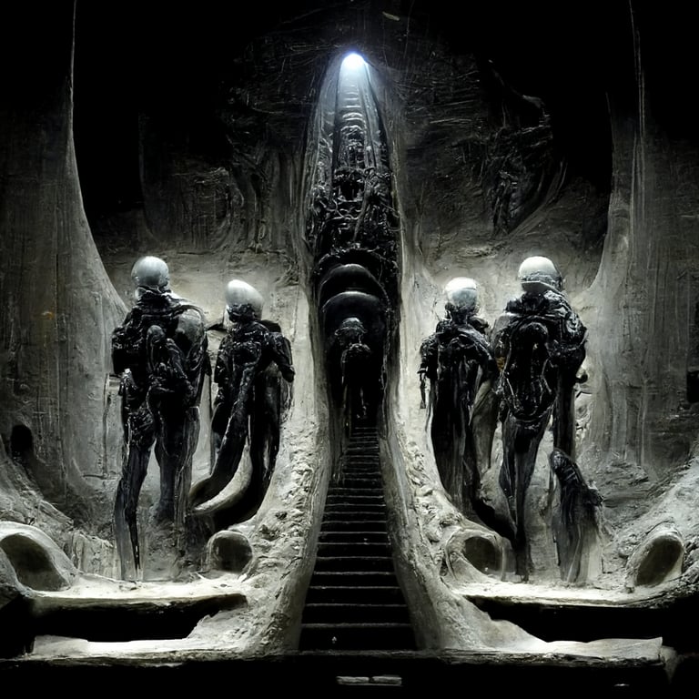 prompthunt: engineers from Prometheus inside of H.R Giger space ship ...