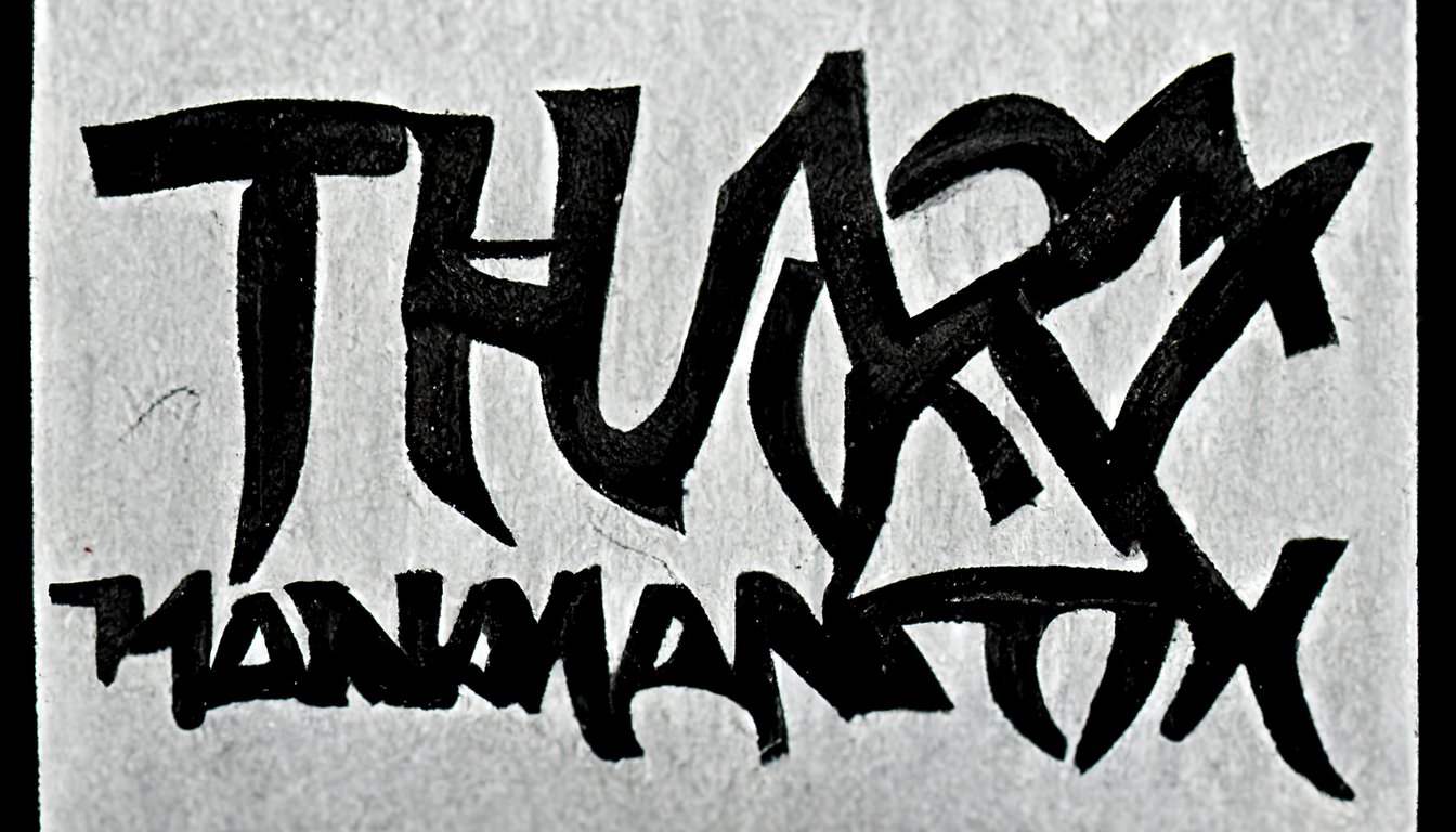 prompthunt: Brandname "ThurmanatorX" word mark on paper, urban graffiti ...