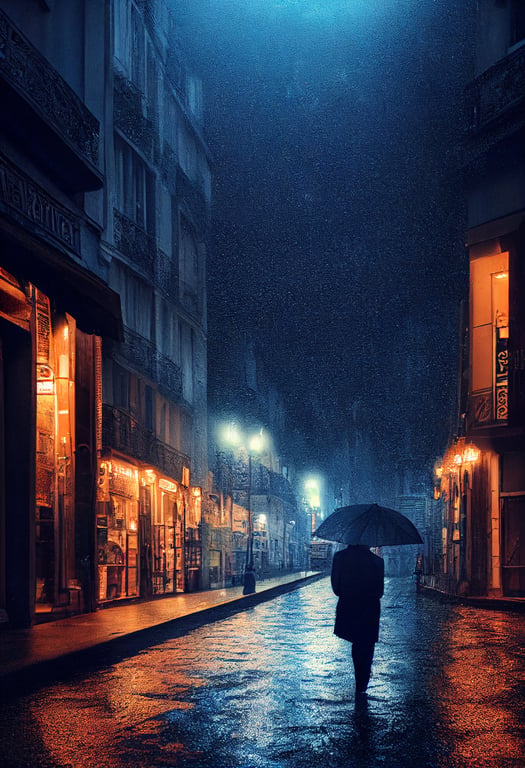 Paris Streets At Rainy Night