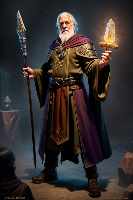 cheery-heron677: Dnd Goliath who is an Elderly Man, in clad in wizardly ...