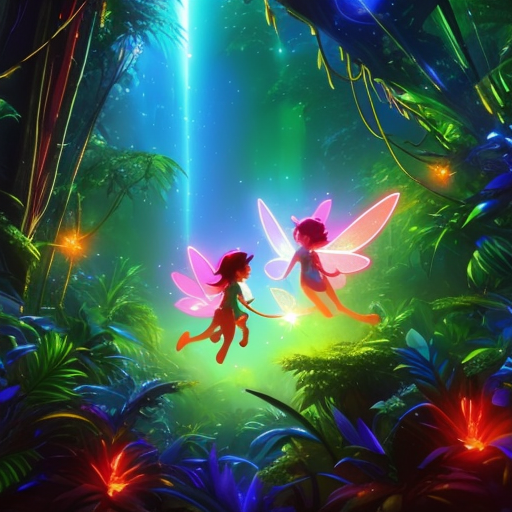 Eniigmatiic: two fairies zipping, emitting faintly glowing dust ...