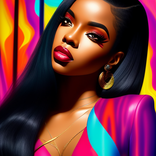 expert-kudu895: pop art, a colorful illustration of an r and b singer ...