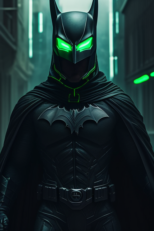 blue-manatee8: angry demonic batman with glowing green suit, fully ...