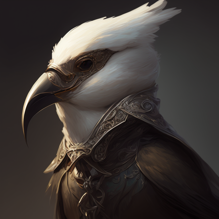 miquaight: anthropomorphic bird. Hood covering their face, but the end ...