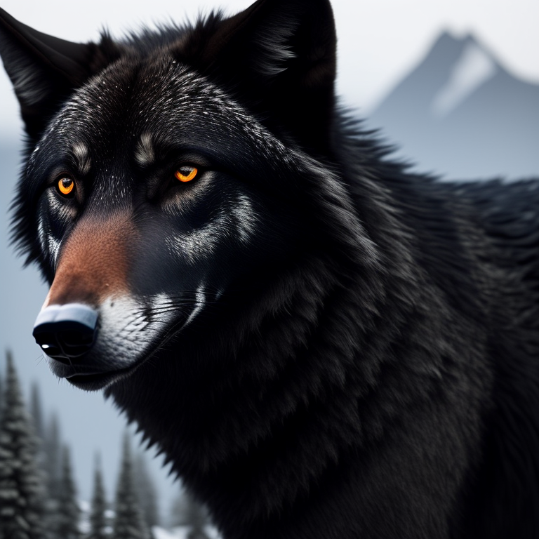 expert-kudu895: a black wolf with greyish eyes, a handsome, almost ...