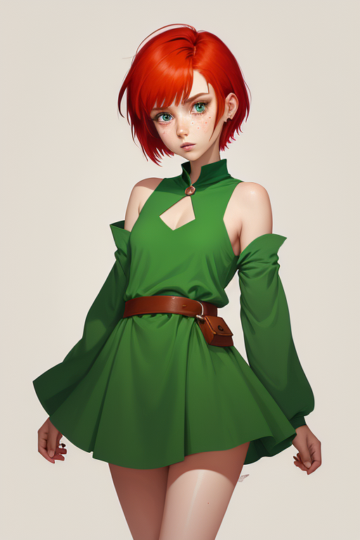 Jaya_Hess: Sheena. A girl with very short cut bright red hair, green ...