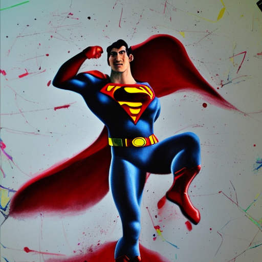 bitfloorsghost: a picture of superman with paint splatters on it