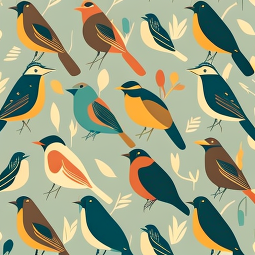 bitfloorsghost: a bird, vector art, flat, seamless, pattern ...