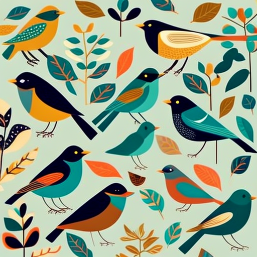 bitfloorsghost: a bird, vector art, flat, seamless, pattern, illustration, minimal, modern, retro