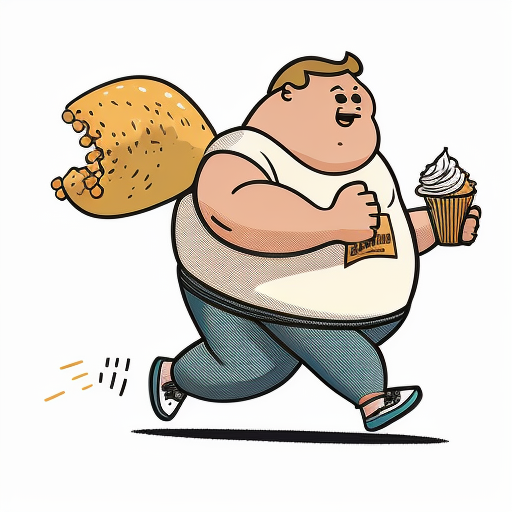 Fat Man Running Cartoon