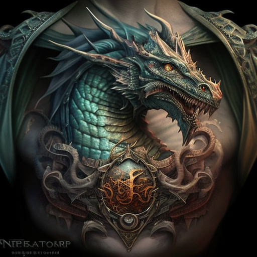 kanonknaphus: Dragon CHEST tattoo saying "never forget", HYPERREALISTIC