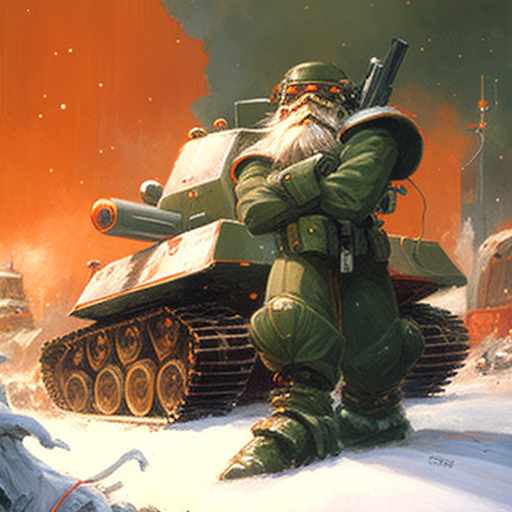 yoniblau: Robot santa in russian army uniform in the winter nuclear war