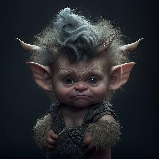 ellagrana: Cute little baby troll with horns and curls