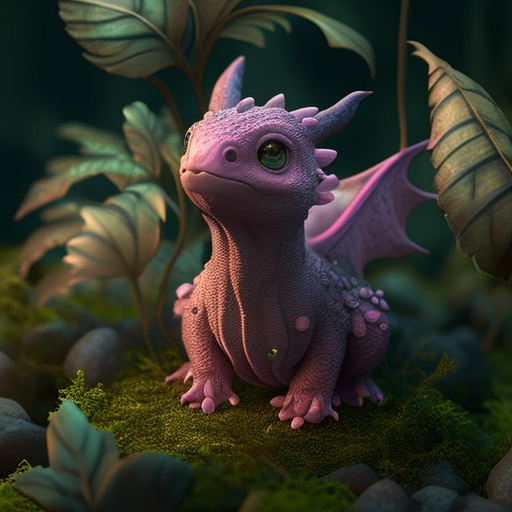 Pink Baby Dragon Cartoon