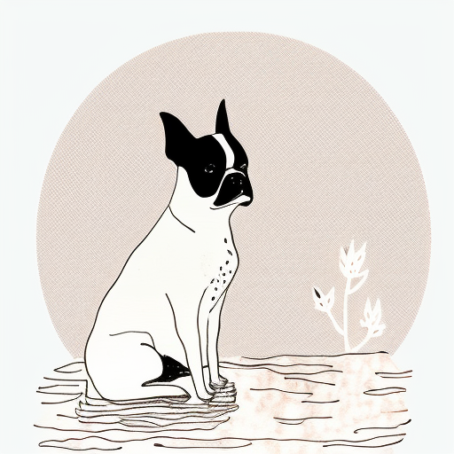 PromptPa: A Boston terrier in a meditation in front of a lake in ...