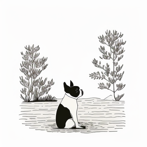 PromptPa: A Boston terrier in a meditation in front of a lake in ...