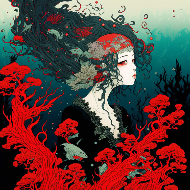 dennylee: aquatic sea elf d&d character druid coral reef
