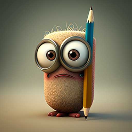 addison: A thin inanimate pencil with big cartoon eyes