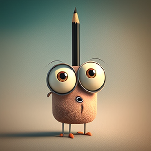 addison: A thin inanimate pencil with big cartoon eyes