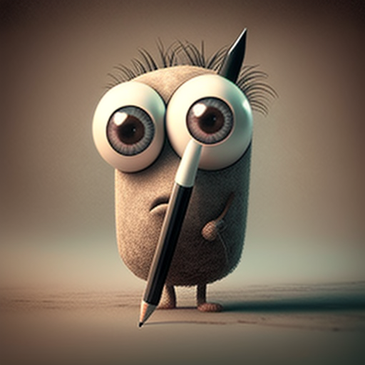 addison: A thin inanimate pencil with big cartoon eyes