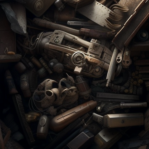 nuriroeleveld: Large array of used guns and war material after a battle