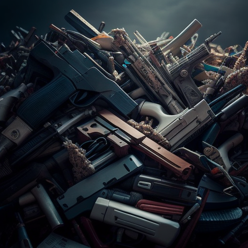 nuriroeleveld: Large array of used guns and war material after a battle