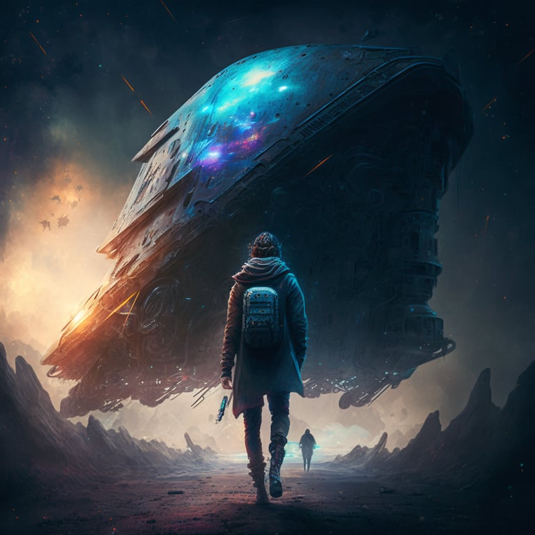 noviolart: Galactic sojourner stepping out of his space ship covered in ...