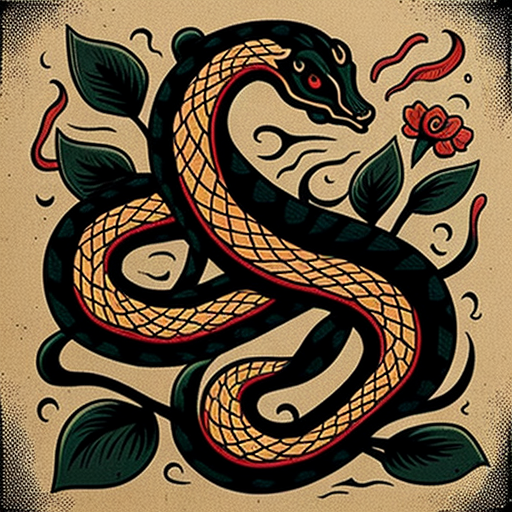 American Traditional Snake Flash