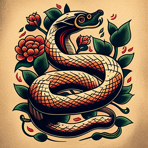 American Traditional Snake Flash