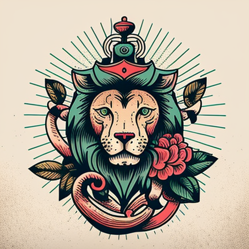 Traditional Lion Tattoo Design