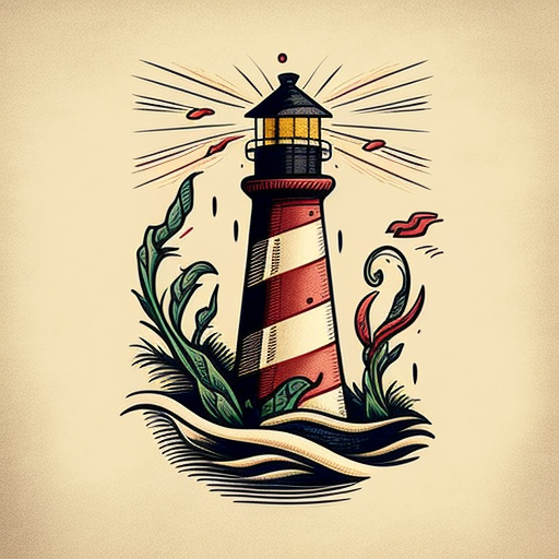 Neo Traditional Lighthouse Tattoo