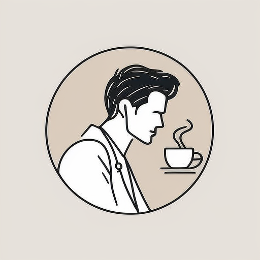zeiruu: Logo. Guy drinking coffee and enjoying it
