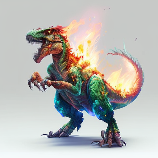 andresflores: computer tyrannosaurus rex with fire on its tail